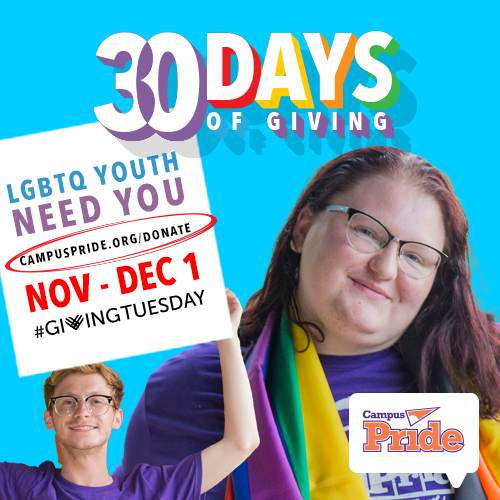 Campus Pride celebrates #GivingTuesday campaign to support LGBTQ youth